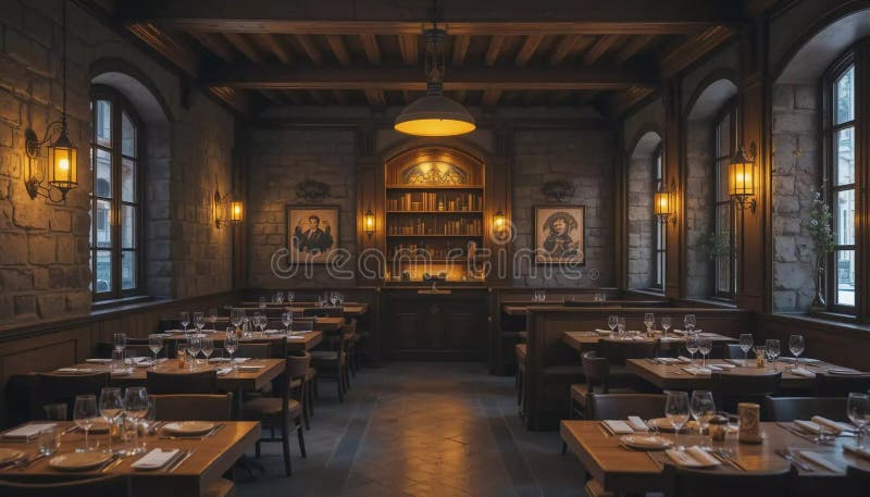 Medieval-Style Restaurant Interior: a Luxurious Dining Experience Stock ...