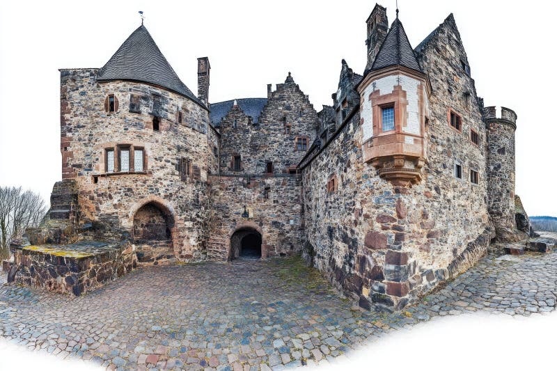 A Medieval-style Stone Castle with a Prominent Clock Tower Standing ...