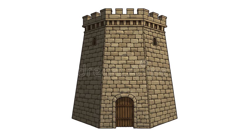 A Medieval-style Stone Tower with a Rectangular Base and Slightly ...