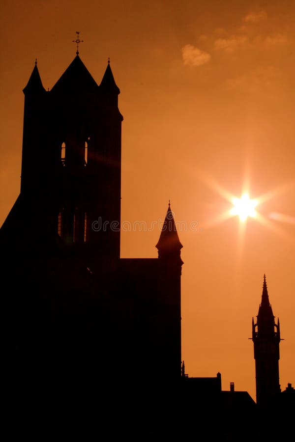 Medieval sunset stock image. Image of code, glow, brussels - 5430083