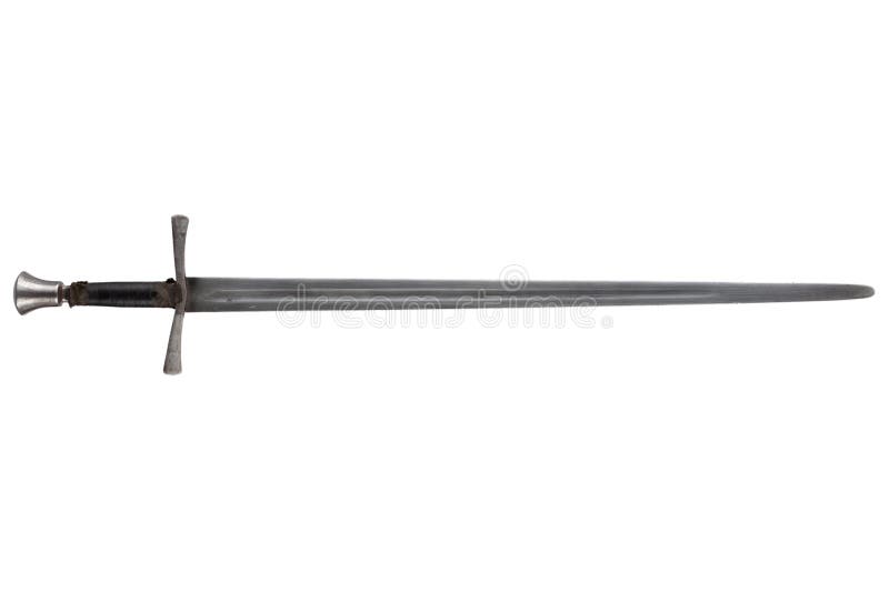 Medieval Sword Isolated on White Stock Photo - Image of weapon, hand ...