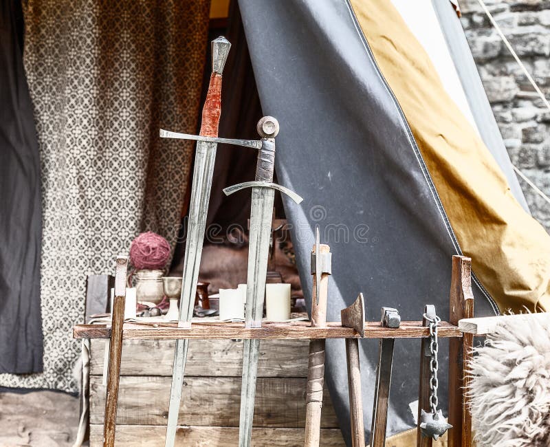 Medieval sword rack stock image. Image of blade, conflict - 44213879
