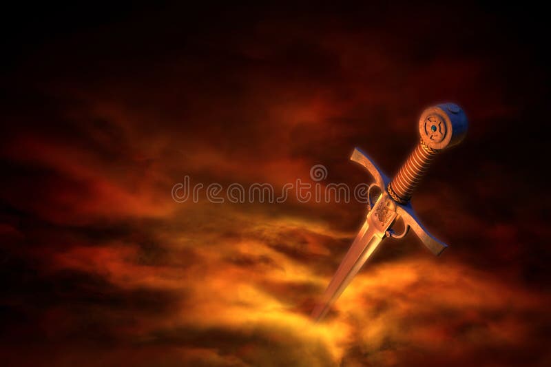 Japanese sword in flames stock illustration. Illustration of fearsome ...