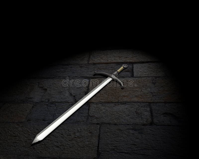 Medieval Sword on Stony Ground. Stock Illustration - Illustration of ...