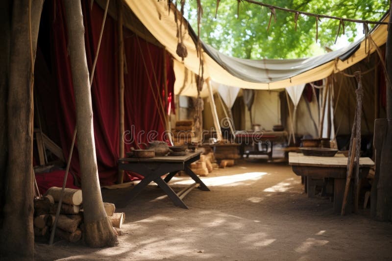 Medieval Tent in a Reconstructed Camp Setting Stock Photo - Image of ...