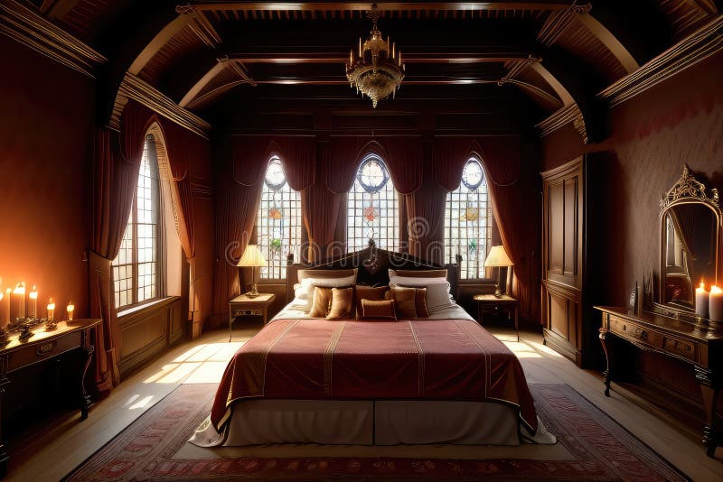 Of a Medieval Themed Bedroom Stock Photo - Image of comfort, interior ...