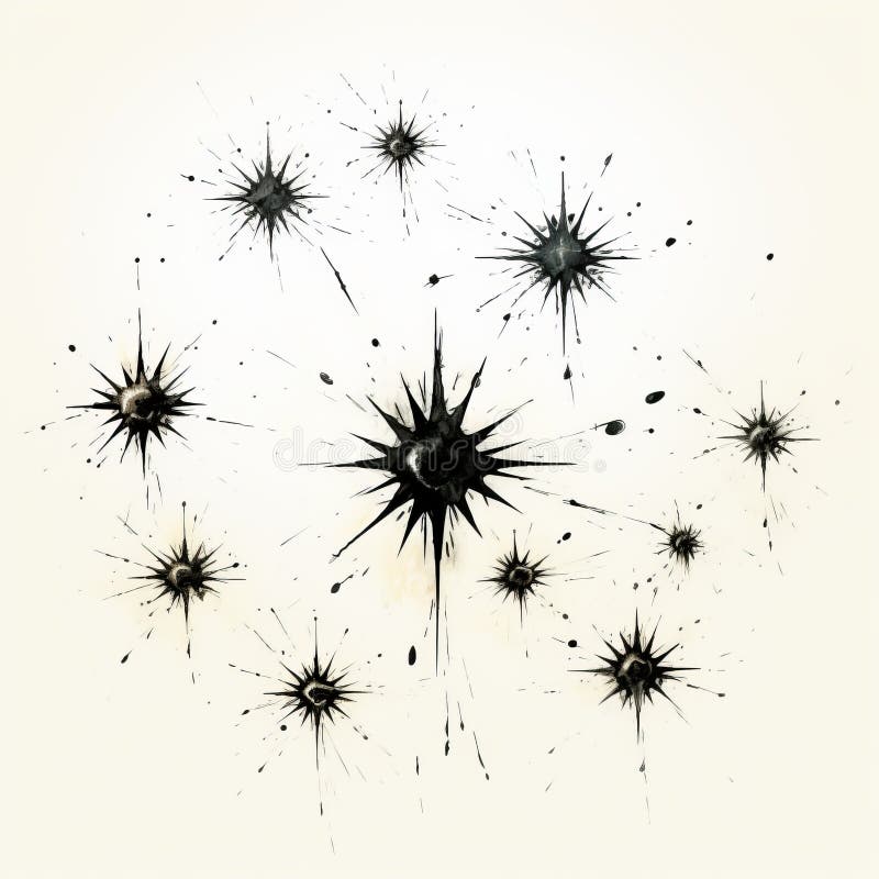 Medieval Throwing Stars: Black Lineart Illustration with Graphic Ink ...