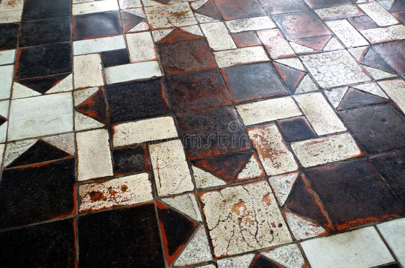 Medieval Tile Floor with Geometric Patterns. Stock Photo - Image of ...