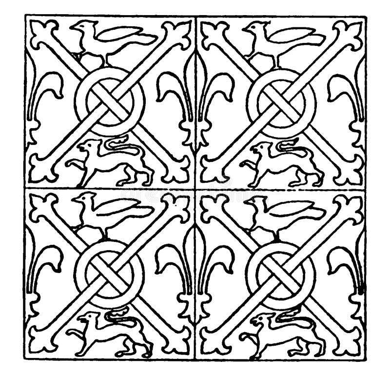 Medieval Tile Pattern is a Oldest Process of Fitting Together, Vintage ...