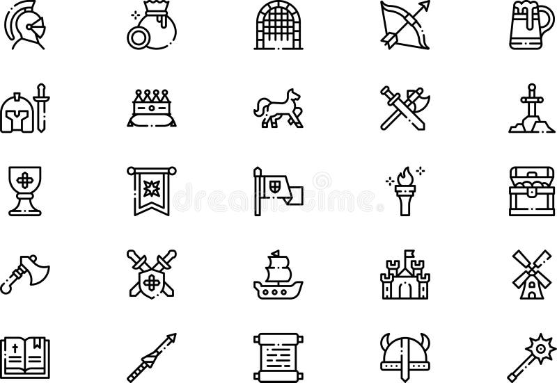 Medieval Times Icons Collection is a Vector Illustration with Editable ...