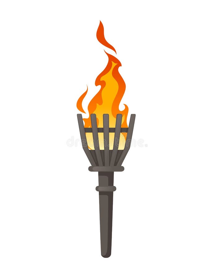 Medieval Torch Light Vector Illustration Isolated on White Background ...