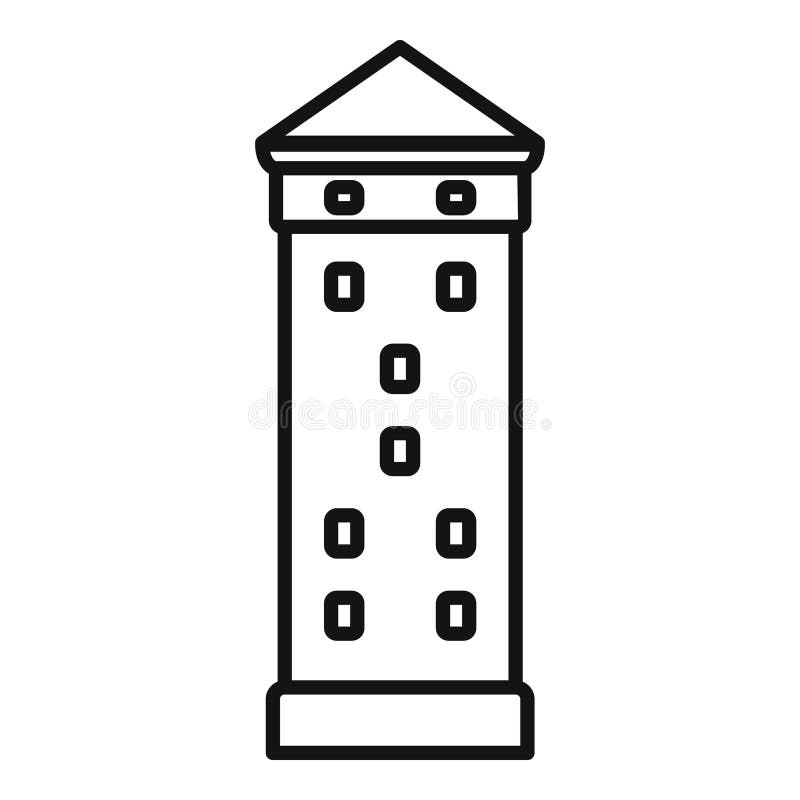 Medieval Tower Building Standing Tall in Minimal Line Art Style Stock ...