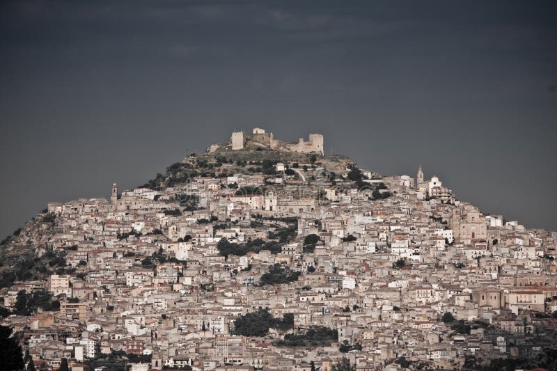 Medieval Town Agira, Sicily Stock Photo - Image of church, landscape ...