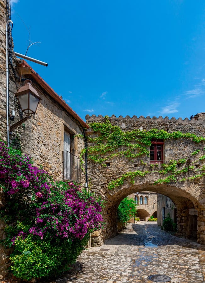 Medieval Town Peratallada in Catalonia, Spain Stock Photo - Image of ...