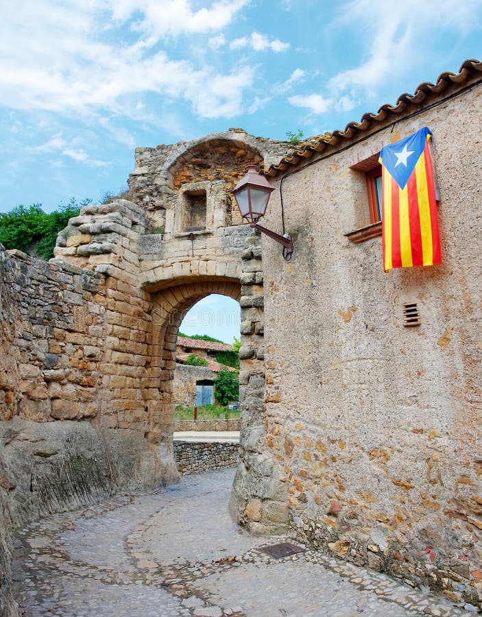 Medieval Town Peratallada , Spain Stock Photo - Image of cobblestone ...