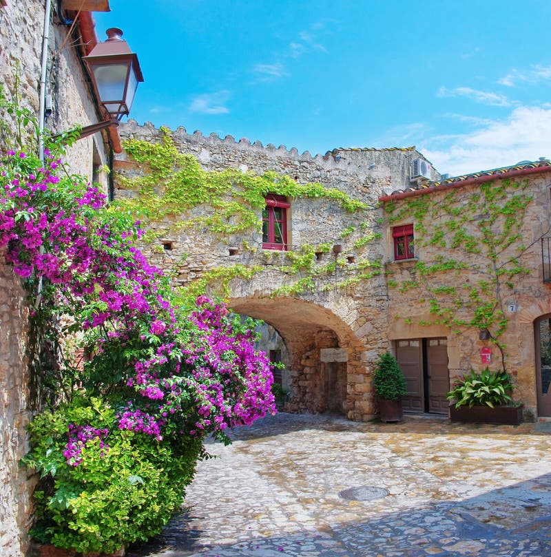 Medieval Town Peratallada , Spain Stock Photo - Image of cobblestone ...