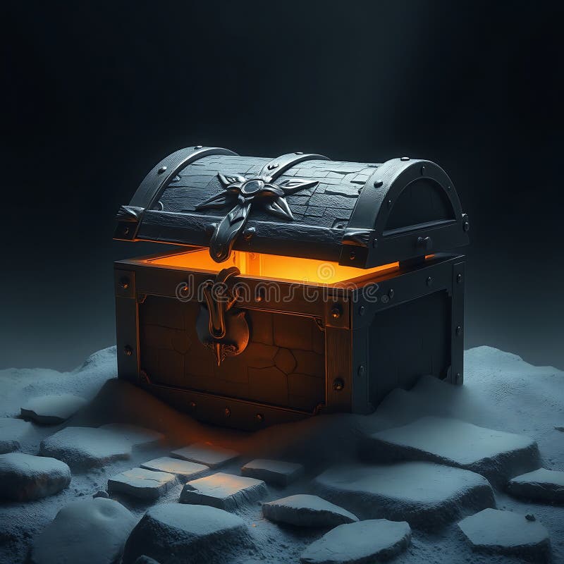 A Medieval Treasure Chest Glowing Faintly from Inside Stock ...