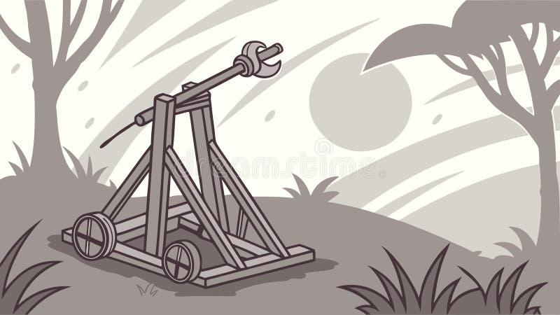 Medieval Trebuchet in a Minimalist Landscape, Vector Design Generative ...