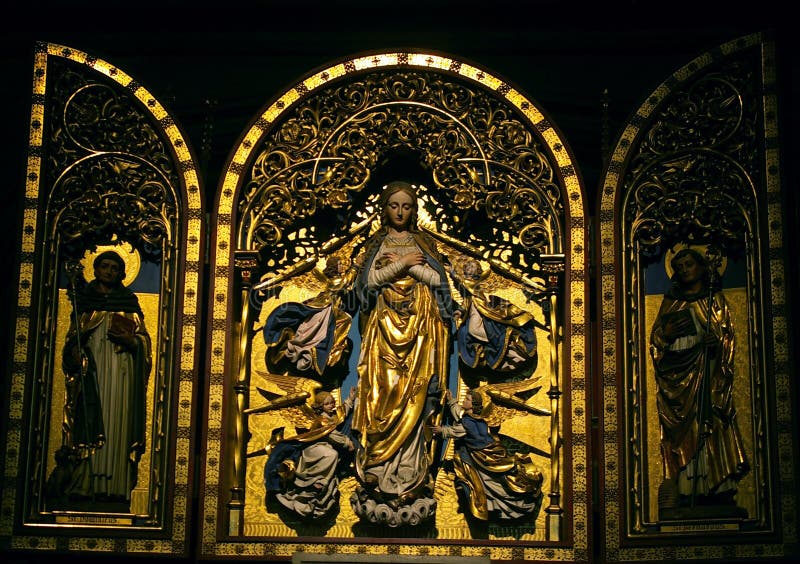 Medieval triptych stock image. Image of chapel, angels - 15742101