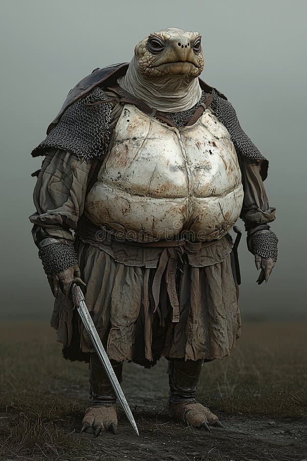 Medieval Turtle Warrior in Battle-worn Armor Stock Illustration - Illustration of battleworn ...