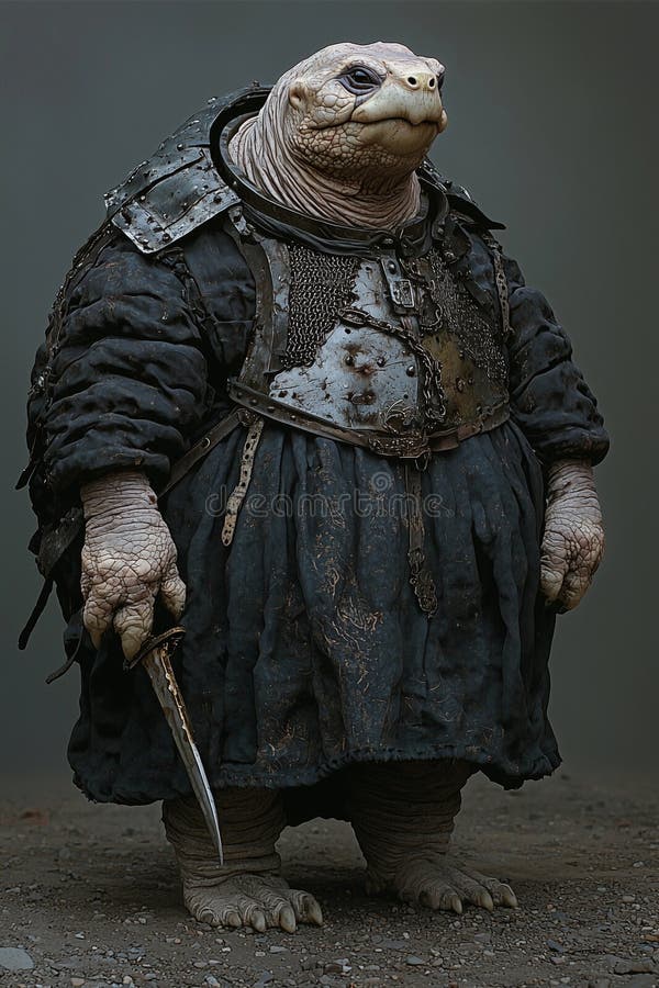 Medieval Turtle Warrior in Battle-worn Armor Stock Illustration ...