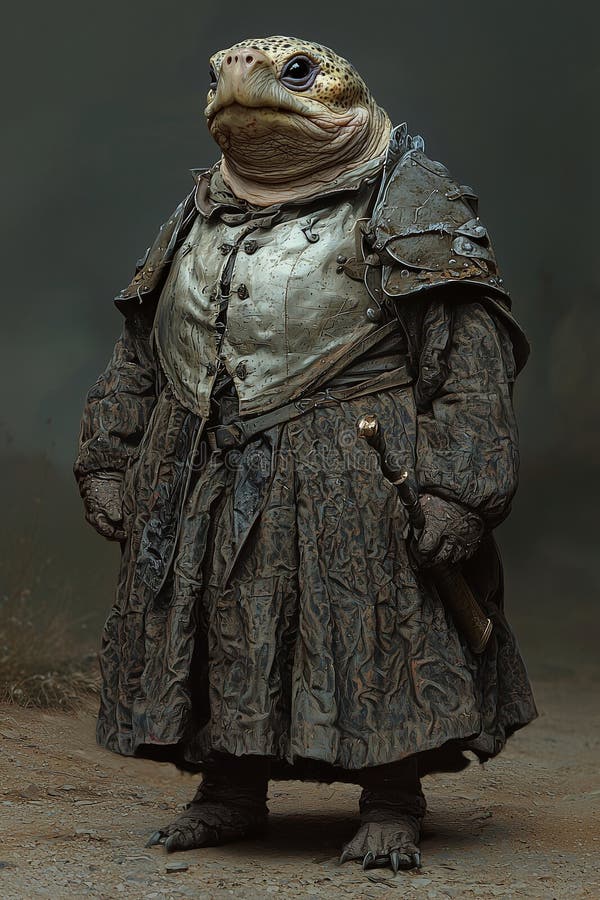 Medieval Turtle Warrior in Battle-worn Armor Stock Illustration ...