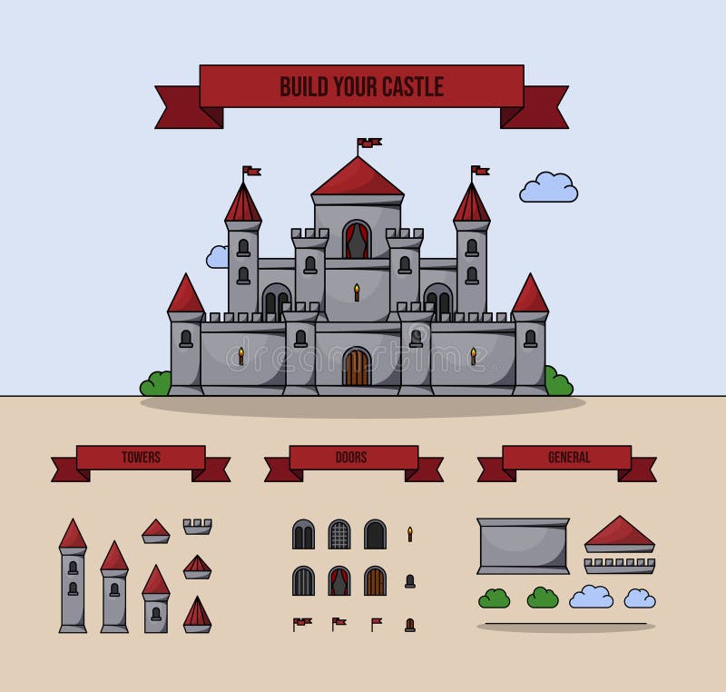 Medieval Vector Castles Icon Set. Cartoon Fairy Tale Castle Tower Icon ...