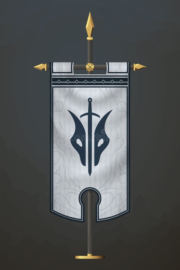 Medieval Pennant. Flag with Tower and Halberds. Torn Old Banner for ...