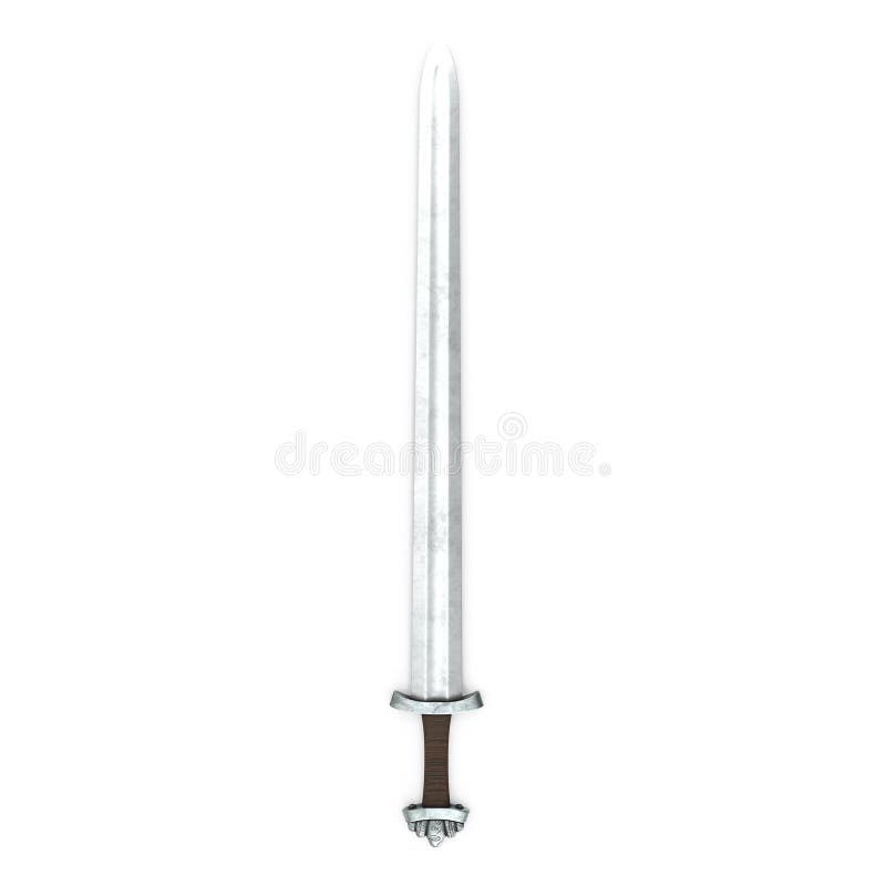 Medieval Viking Sword on White. Top View. 3D Illustration Stock ...