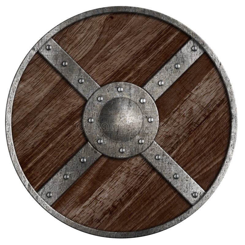 Medieval Vikings Round Wooden Shield Isolated Stock Photo - Image of ...