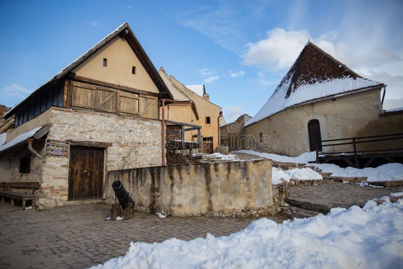 Medieval Village Inside the Stone Walls Stock Image - Image of ancient ...