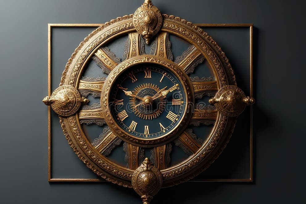 Medieval Wall Clock with Armor Decoration Stock Illustration - Illustration of craftsmanship ...