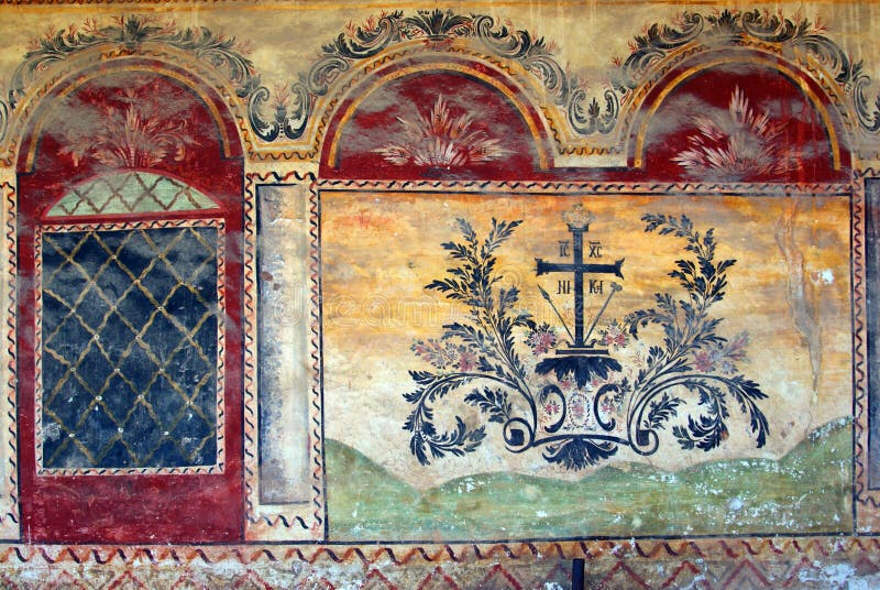 Medieval wall painting stock image. Image of colourful - 17204843