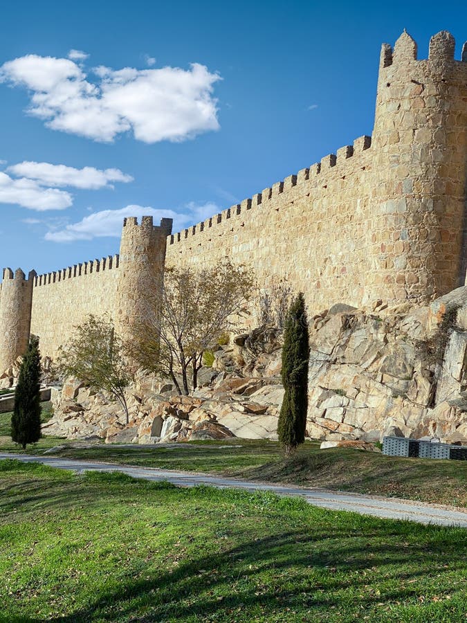 Medieval wall with towers stock image. Image of castle - 217733735
