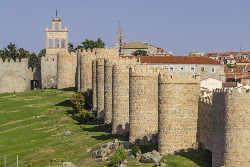 Medieval Walls in Avila, UNESCO Site, Castile and Leon, Spain Stock ...
