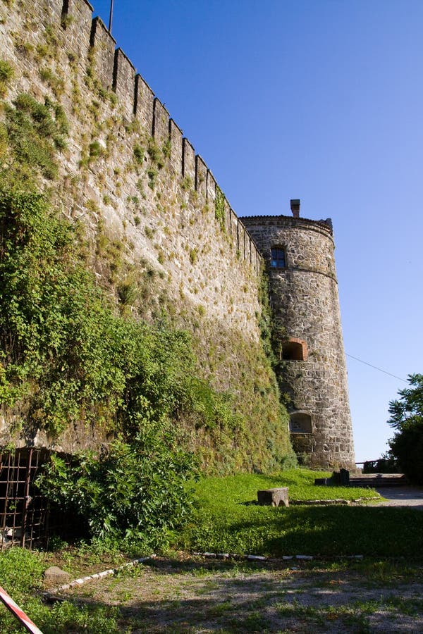 Medieval Walls and Tower, with Ivy Stock Image - Image of merlons ...