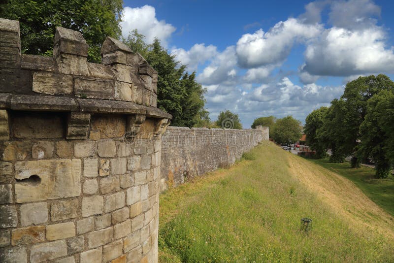 Medieval walls of York, UK stock image. Image of architecture - 259355785