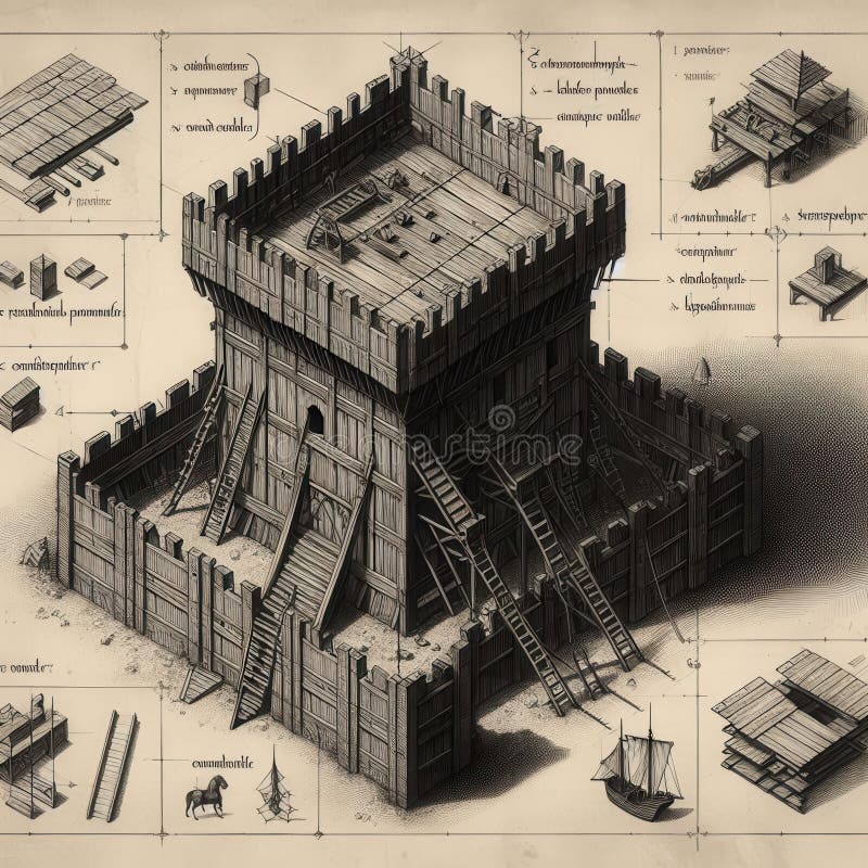 Military Siege Tower with Retractable Bridge Stock Illustration ...