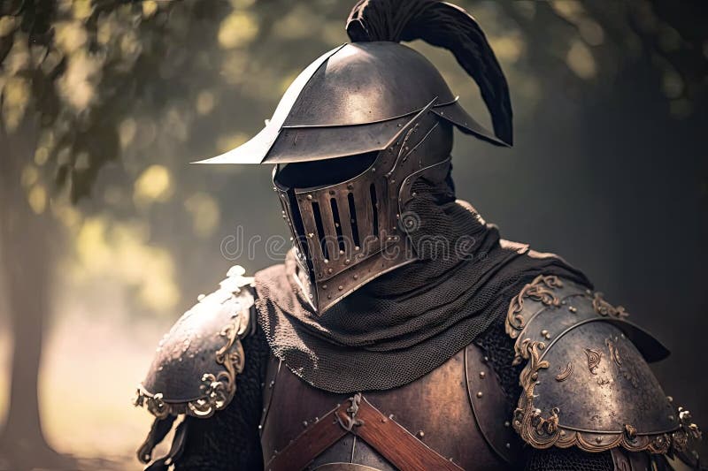 Medieval Warrior with Shield and Sword in Hand Walking Knight Stock ...