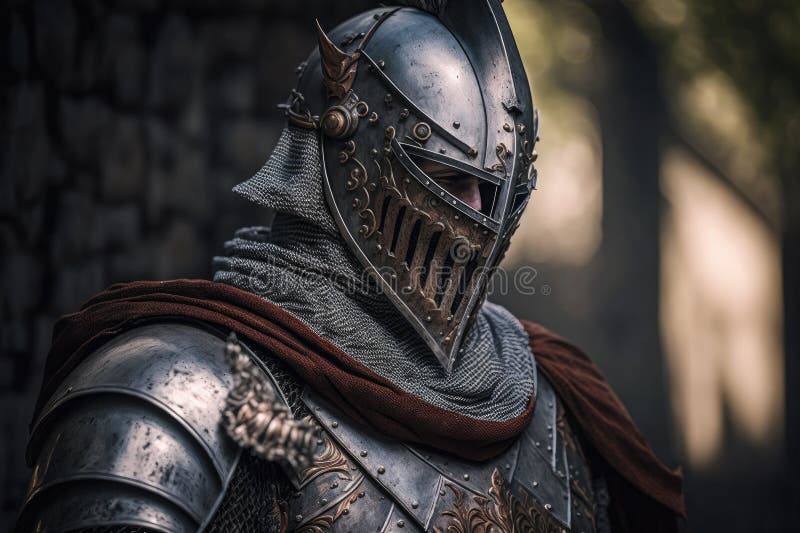 Medieval Warrior in Armor with Large Sword Walking Knight Stock ...