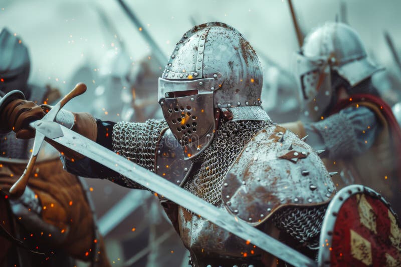 Medieval Warrior Fighting stock illustration. Illustration of people - 309773460