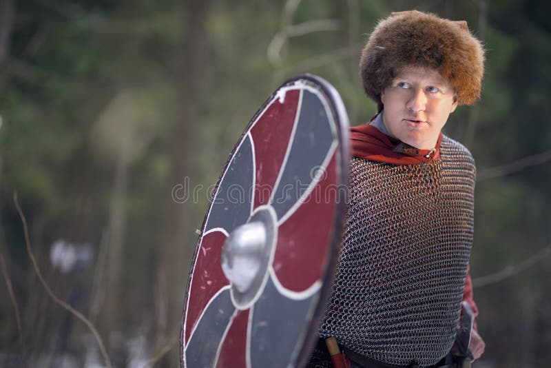 Medieval Warrior with Shield Stock Image - Image of brave, bravery ...