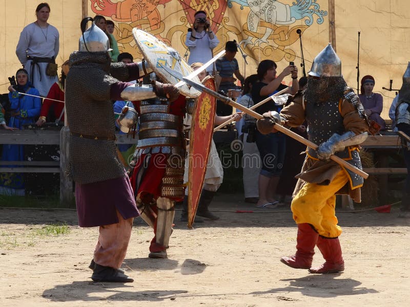 Medieval European Knights Fighting Stock Image - Image of ancient ...