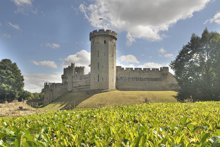 Warwick Castle Situated on a Meander of the River Avon, England Stock ...
