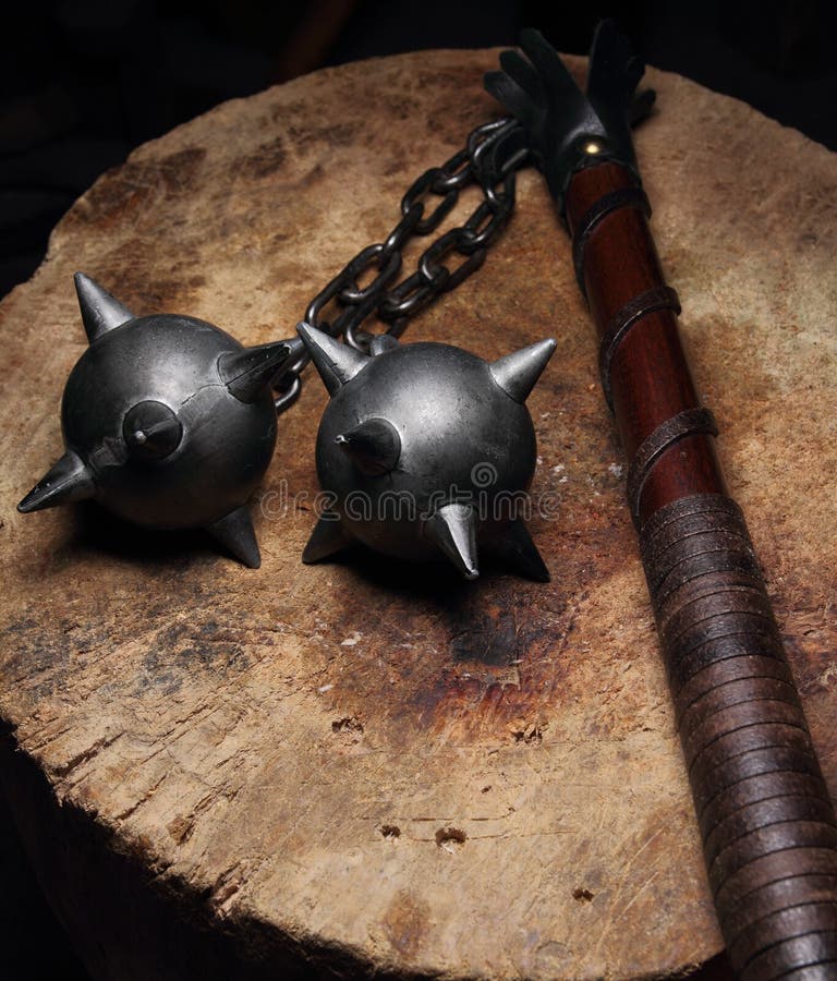 Medieval Weapon Musket and Smoothbore Muzzle on a Wooden Table Stock ...