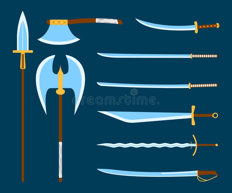 Medieval Weapon Icon and Label. Flat Style Stock Vector - Illustration ...