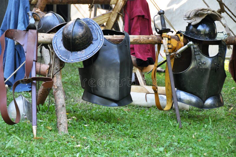 Medieval weapons stock image. Image of smith, helmet - 48621359