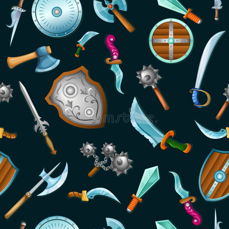 Medieval Weapons Pattern Stock Illustrations – 256 Medieval Weapons ...