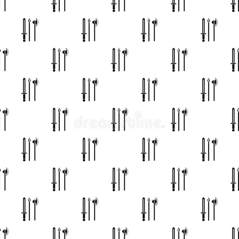 Medieval Weapons Pattern, Simple Style Stock Vector - Illustration of ...