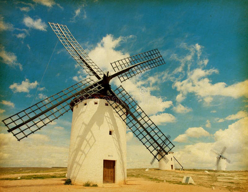 Medieval Windmills. stock photo. Image of castilla, panoramic - 26665526
